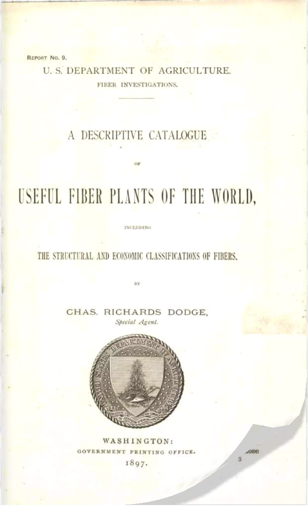 A Descriptive Catalogue of Useful Fiber Plants of the World - Chas ...