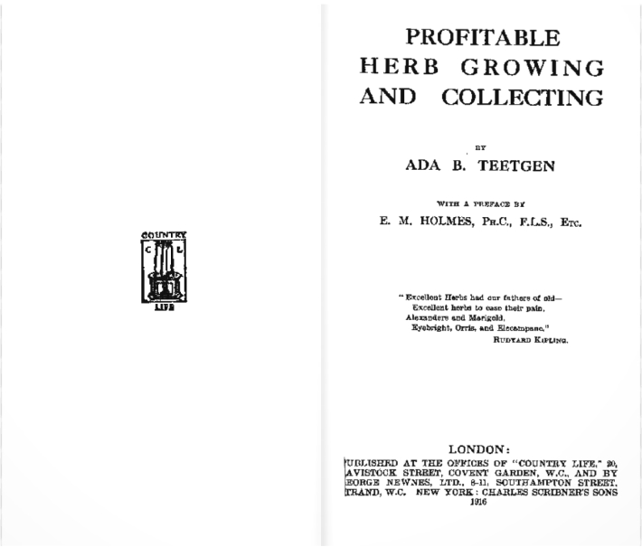 Profitable herb growing and collecting | Ada B. Teetgen | World Herb ...